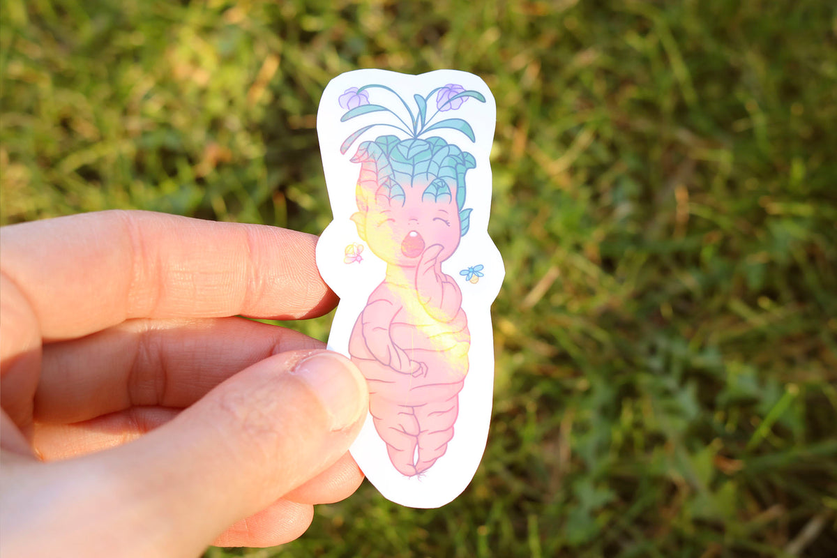 Sleepy Mandrake Sticker – Basati Dolls